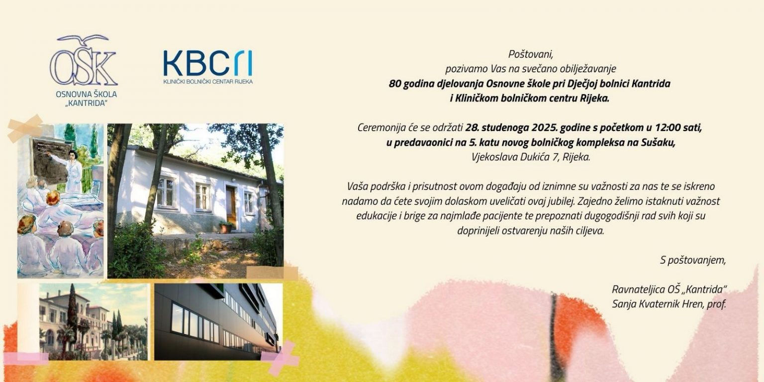 Obilježavanje 80 godina djelovanja škole pri KBC-u Rijeka | Primorsko-goranska županija